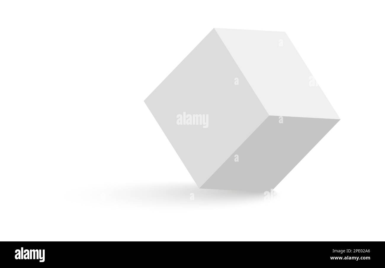 White cube. 3D abstract box with shadow. Geometric paper square empty ...