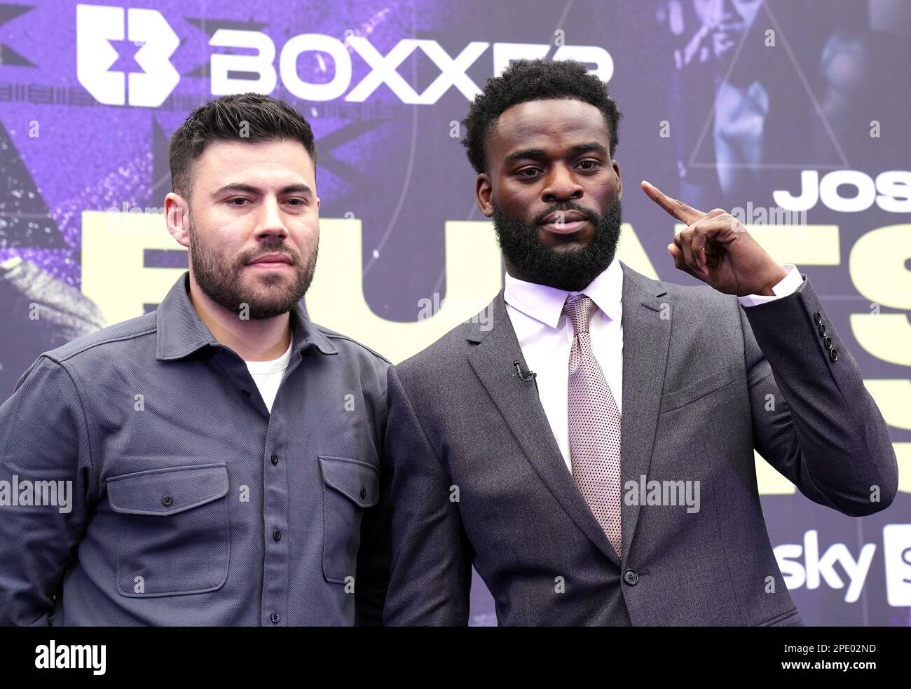 Boxer Joshua Buatsi (right) and boxing promotor Ben Shalom during a ...