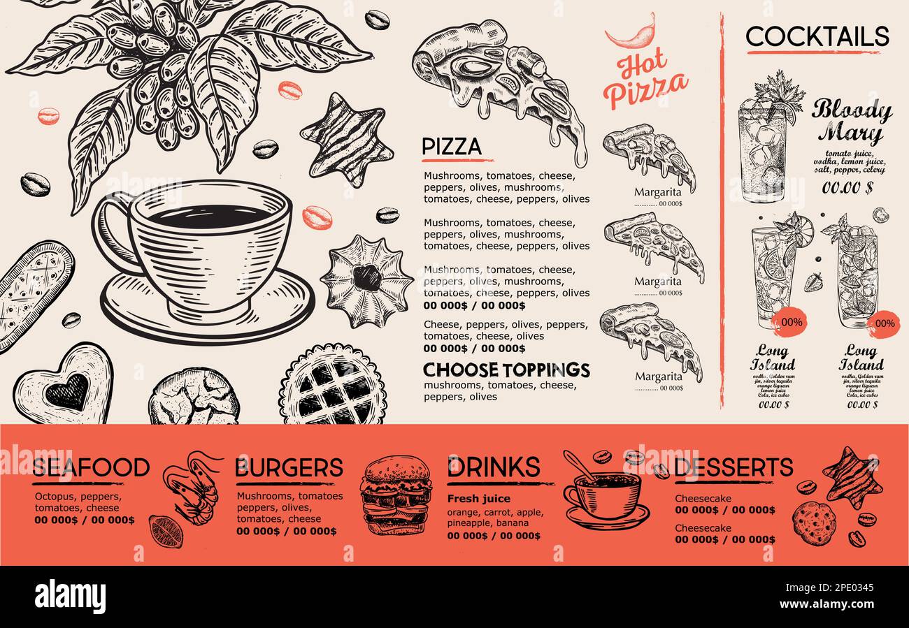 Menu, Restaurant cafe, template design. Food flyer Stock Vector Image ...