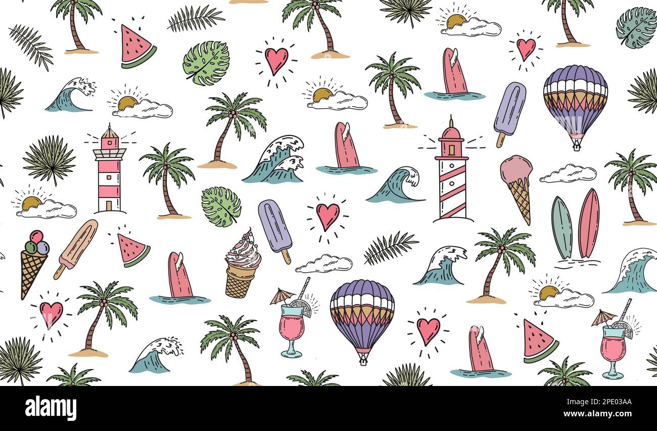 Summer icon set, hand drawn illustration Stock Vector Image & Art - Alamy