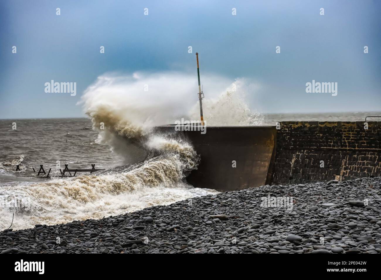 Breaking waves at South beach Aberaeron West Wales , UK Stock Photo - Alamy