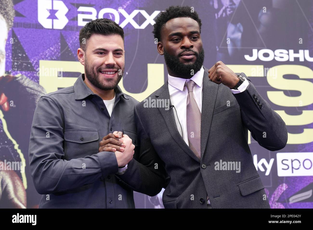 Boxer Joshua Buatsi (right) and boxing promotor Ben Shalom during a ...