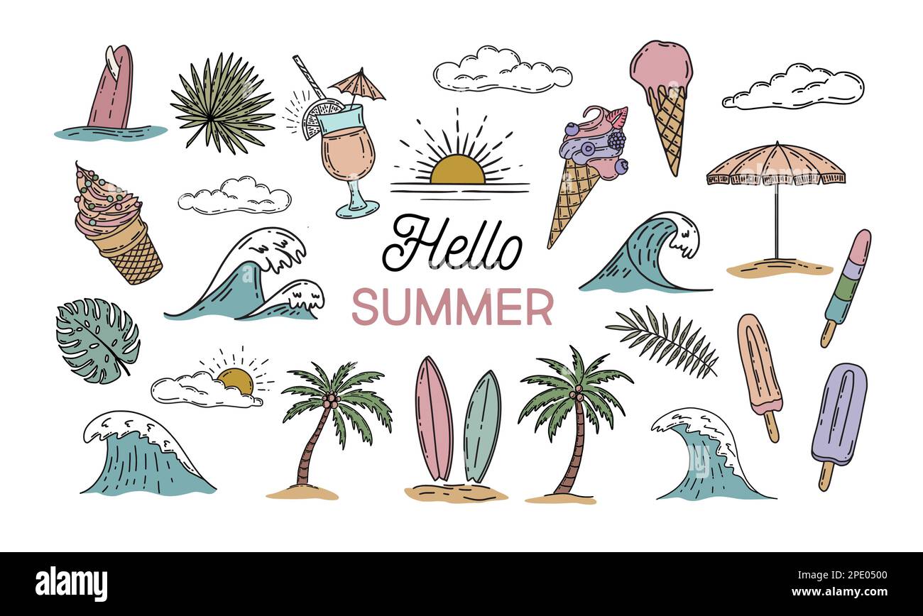 Palm tree sun drawn Cut Out Stock Images & Pictures - Alamy