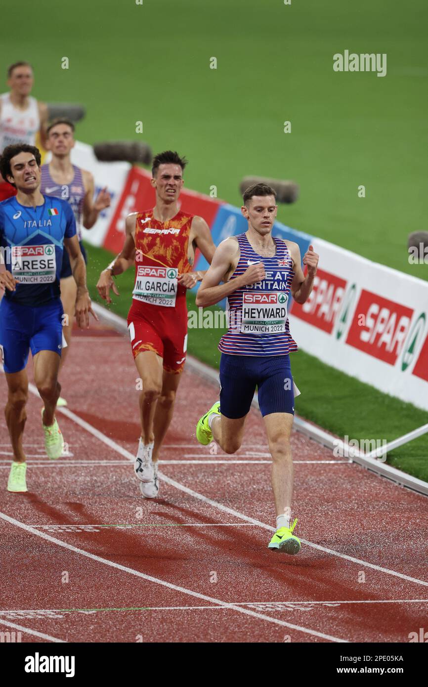 Jake HEYWARD finishing 2nd in the 1500m Final at the European Athletics ...