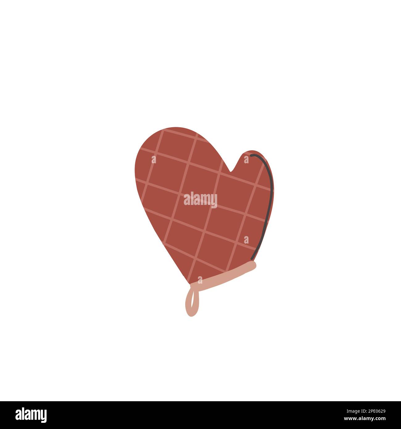 Oven mitt. Potholder hand drawn illustration. Homemade cookware. Hand ...