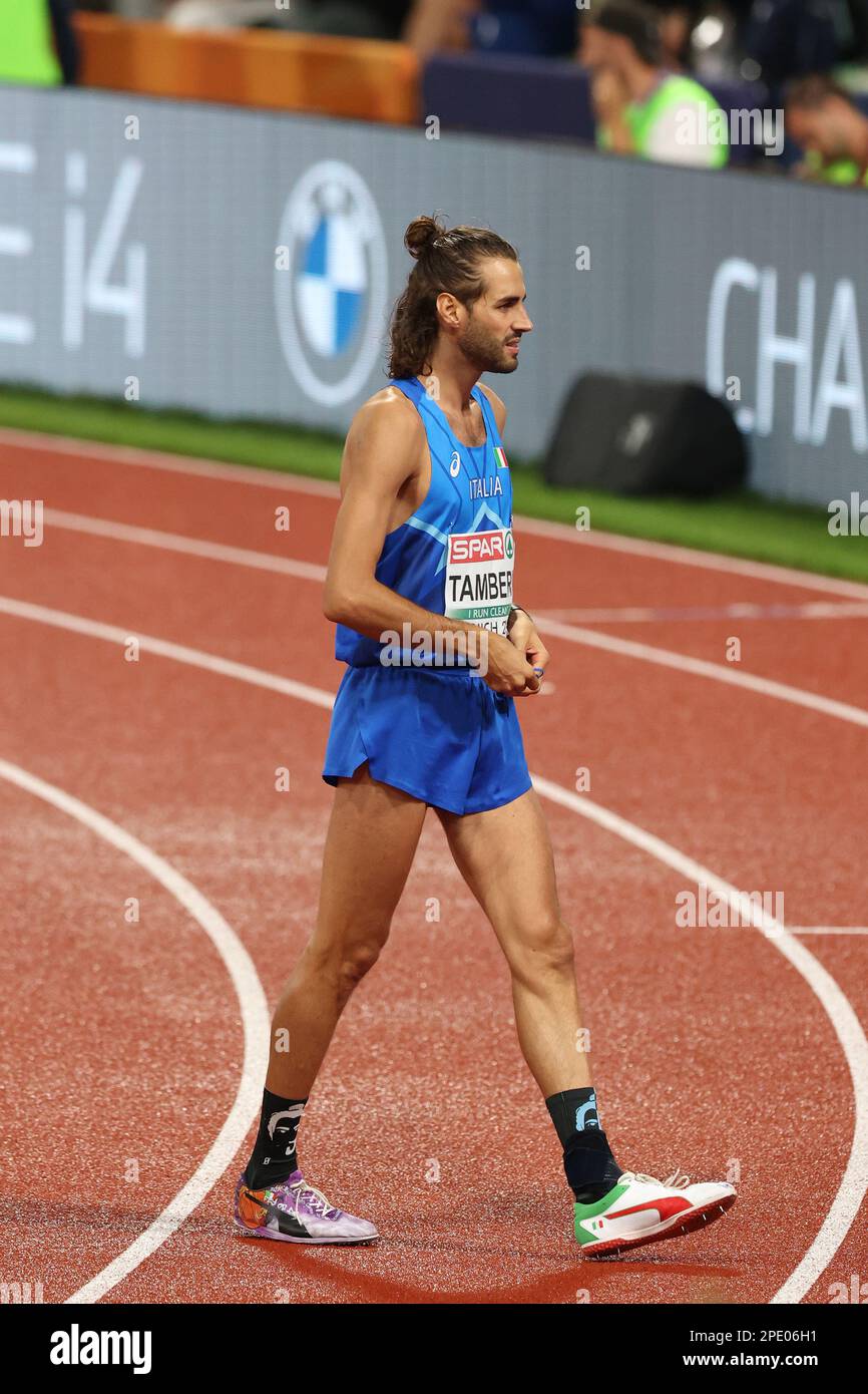 Gianmarco TAMBERI celebrating after winning the High Jump at the ...