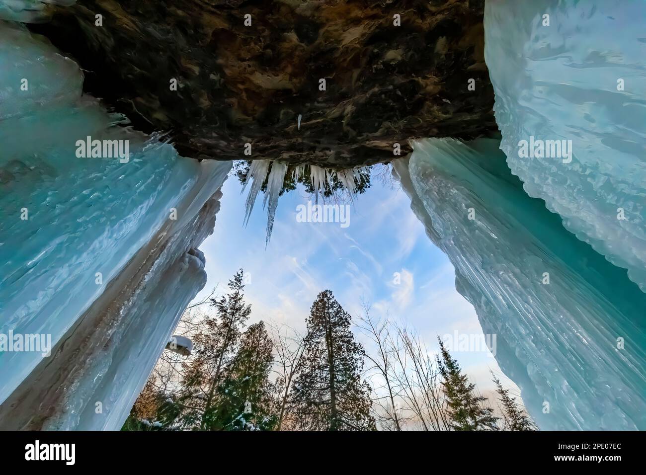 Details of Curtains ice formation used by ice climbers in Pictured ...