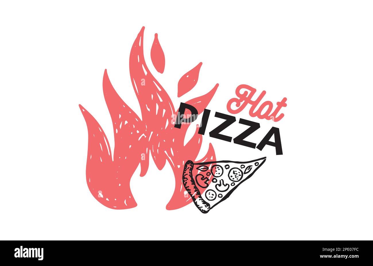 Hot Pizza, hand drawn illustrations, vector Stock Vector Image & Art ...