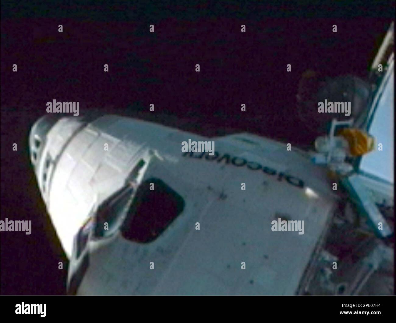 The crew compartment of the space shuttle Discovery is shown in this ...