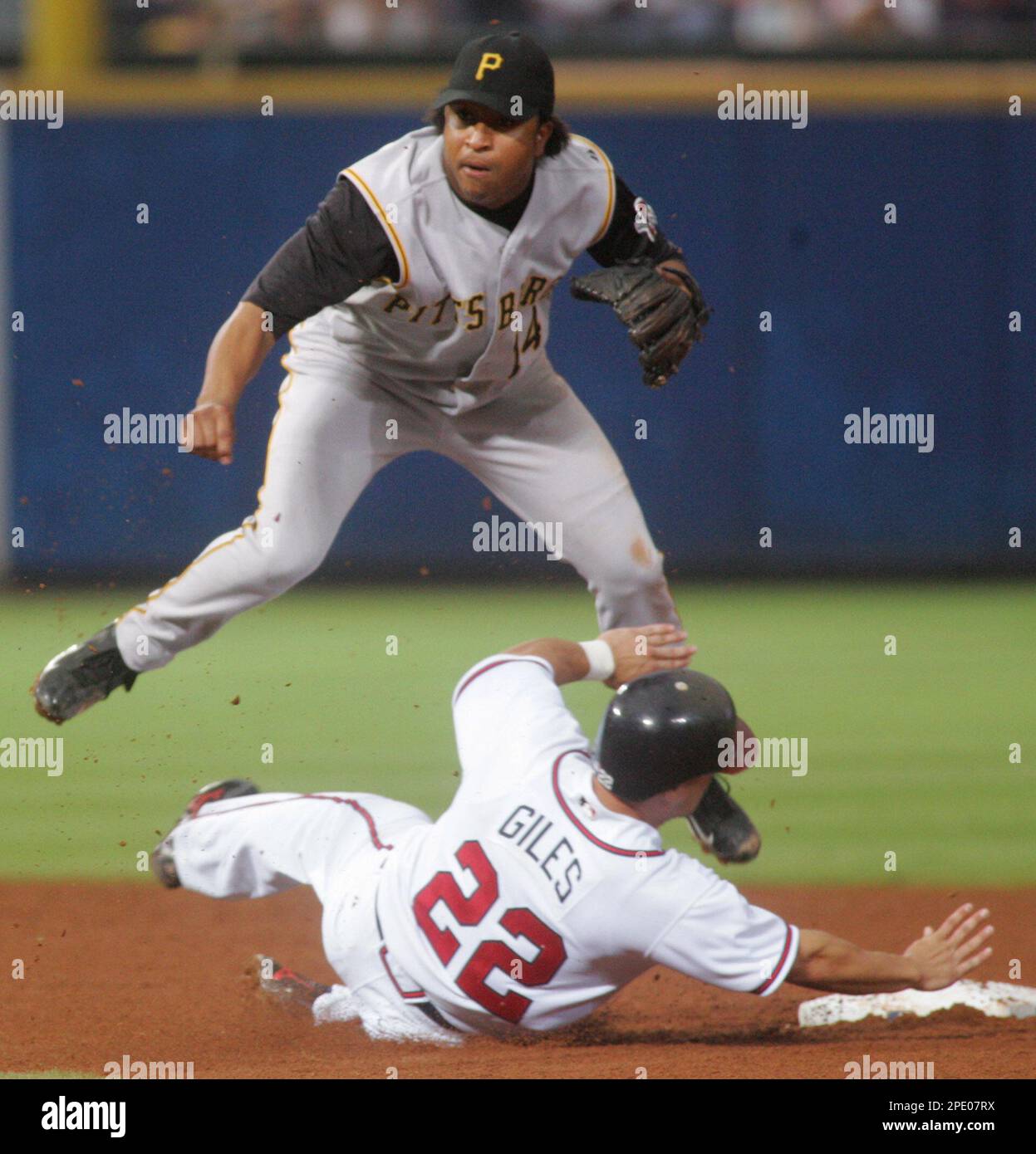 Pittsburgh Pirates second baseman Jose Castillo completes a throw to ...