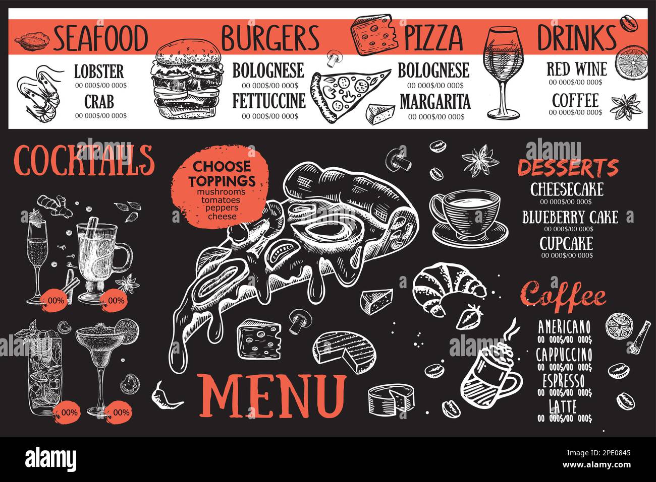 Menu, Restaurant cafe, template design. Food flyer Stock Vector Image ...