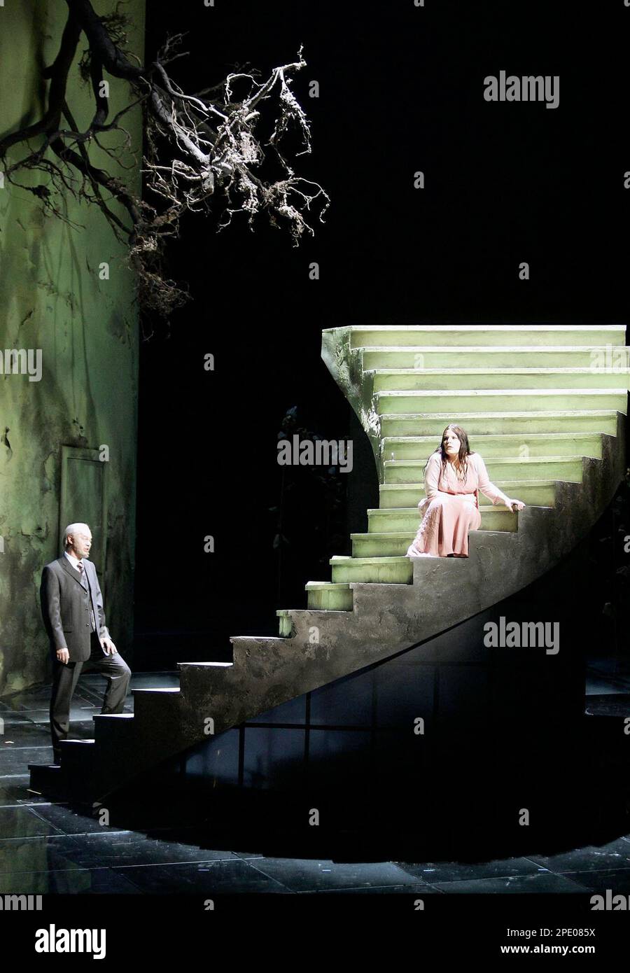 Rene Pape in the role of Sarastro, left, and Genia Kuehmeier as Pamina ...