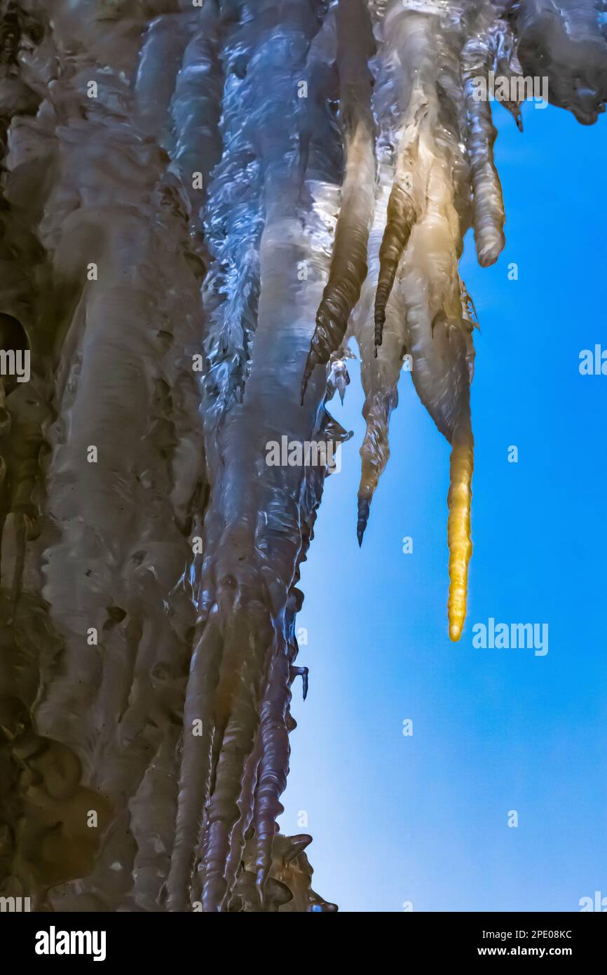 Details of No Boundaries ice formation used by ice climbers in Pictured ...