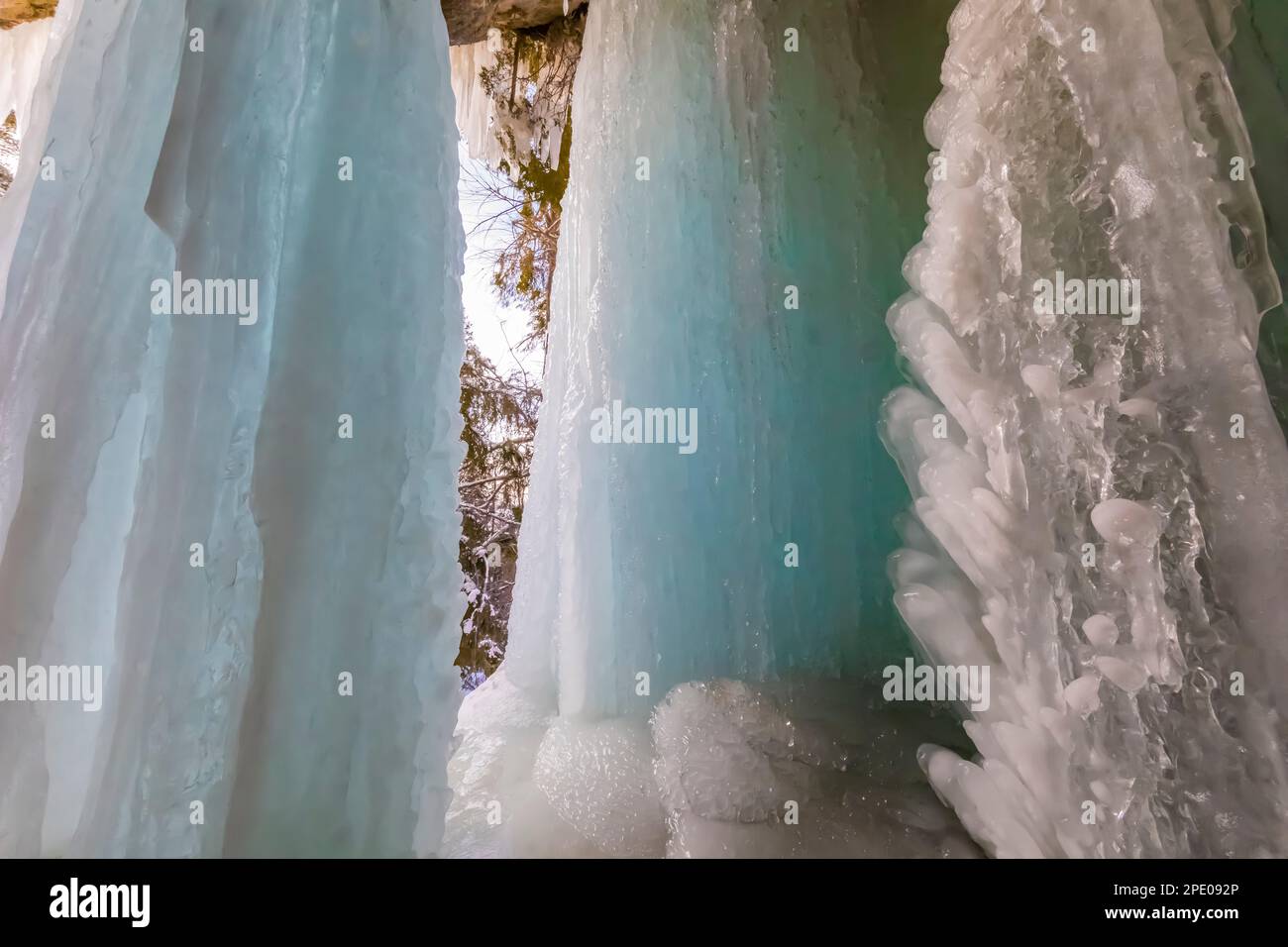 Details of Curtains ice formation used by ice climbers in Pictured ...