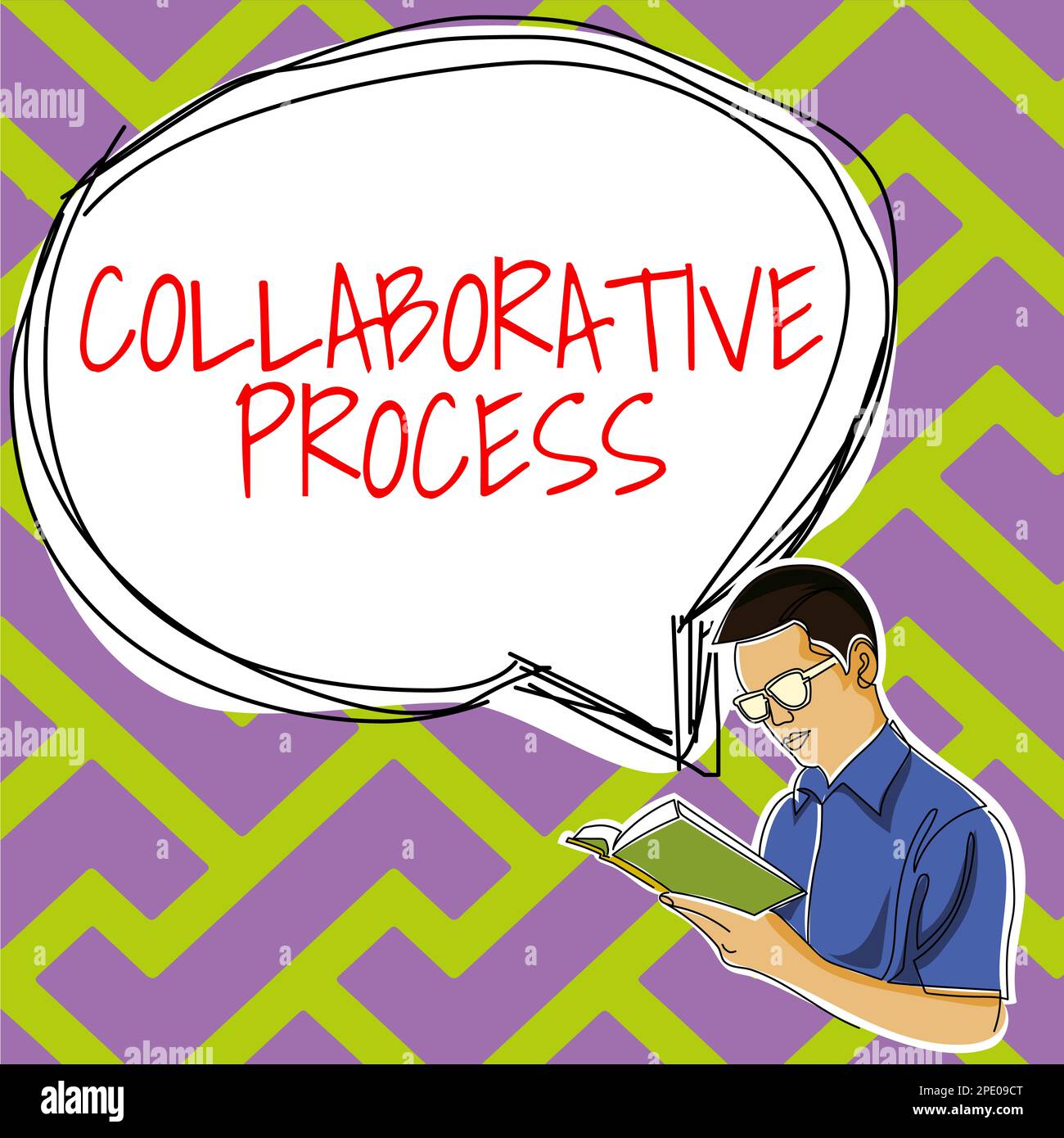 Hand writing sign Collaborative Process. Business overview people and ...