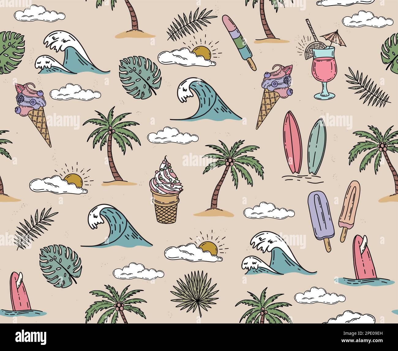 Summer icon set, hand drawn illustration Stock Vector Image & Art - Alamy