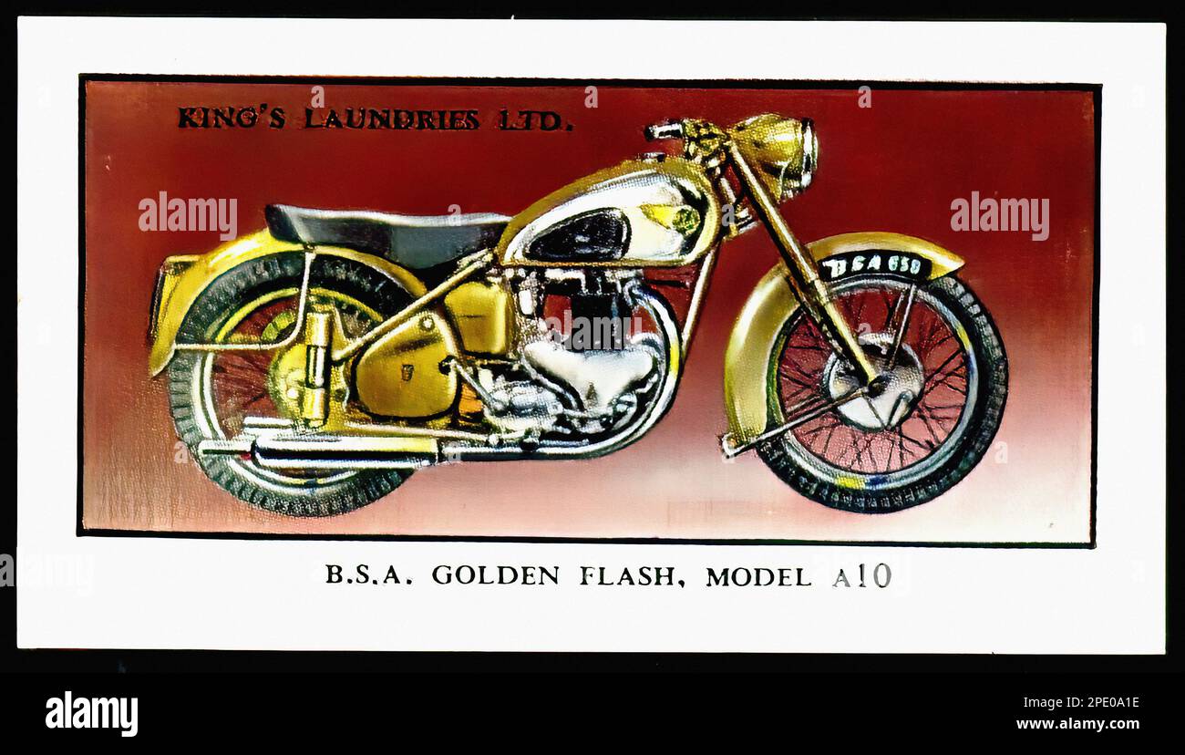 B.S.A. Golden Flash, 1953 - Vintage British Tradecard Stock Photo - Alamy