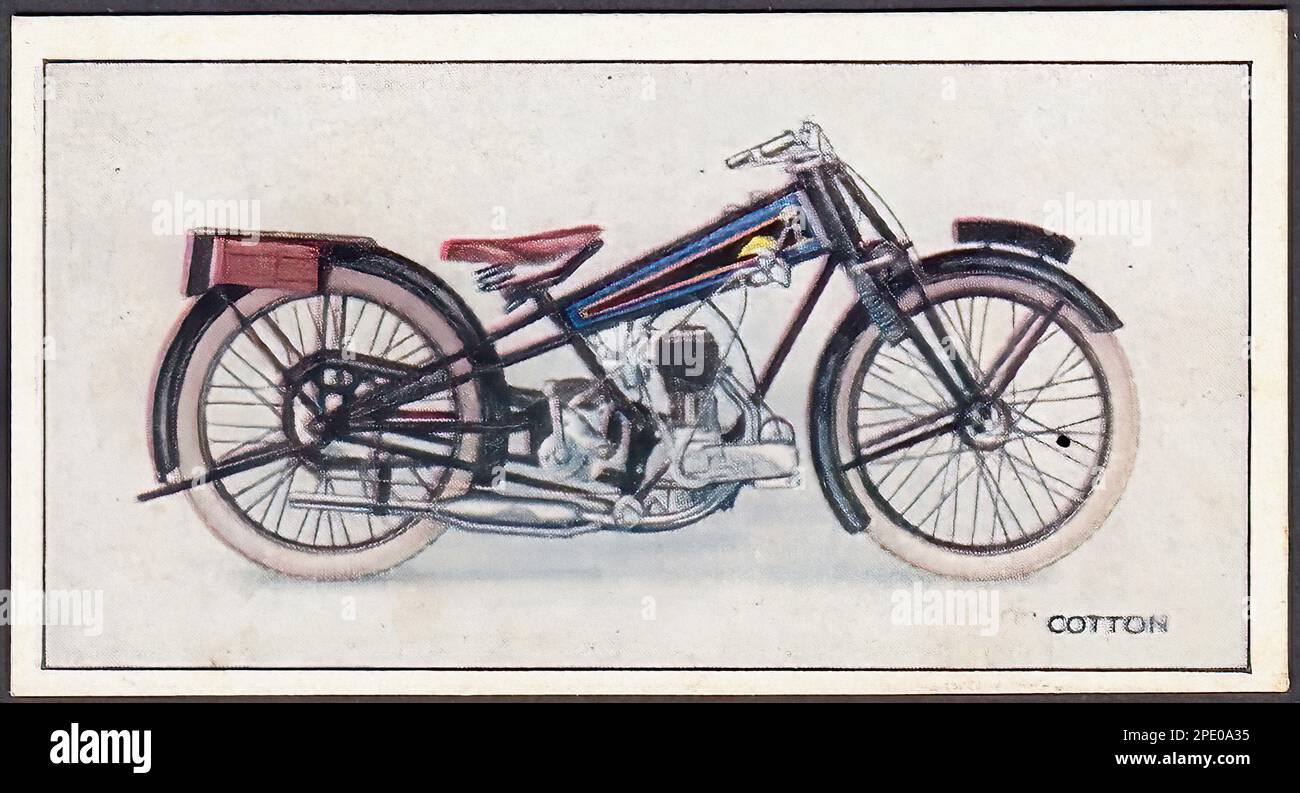 Cotton Motorcycle 1926 - Vintage Cigarette Card Stock Photo - Alamy