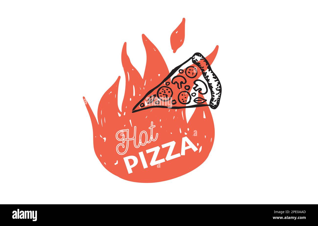 Hot Pizza, hand drawn illustrations, vector Stock Vector Image & Art ...