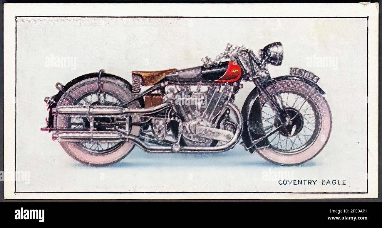 Coventry Eagle Motorcycle 1926 - Vintage Cigarette Card Stock Photo - Alamy