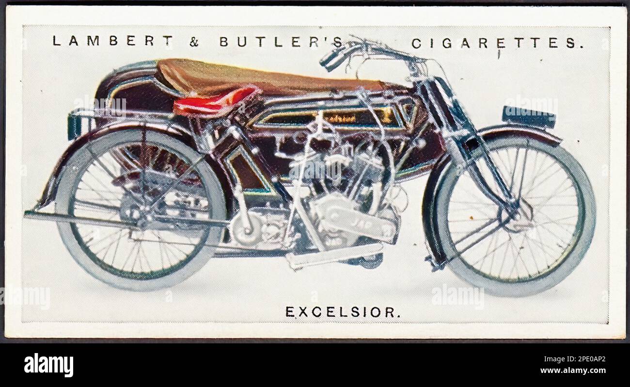 Excelsior Motorcycle - Vintage Cigarette Card Stock Photo - Alamy