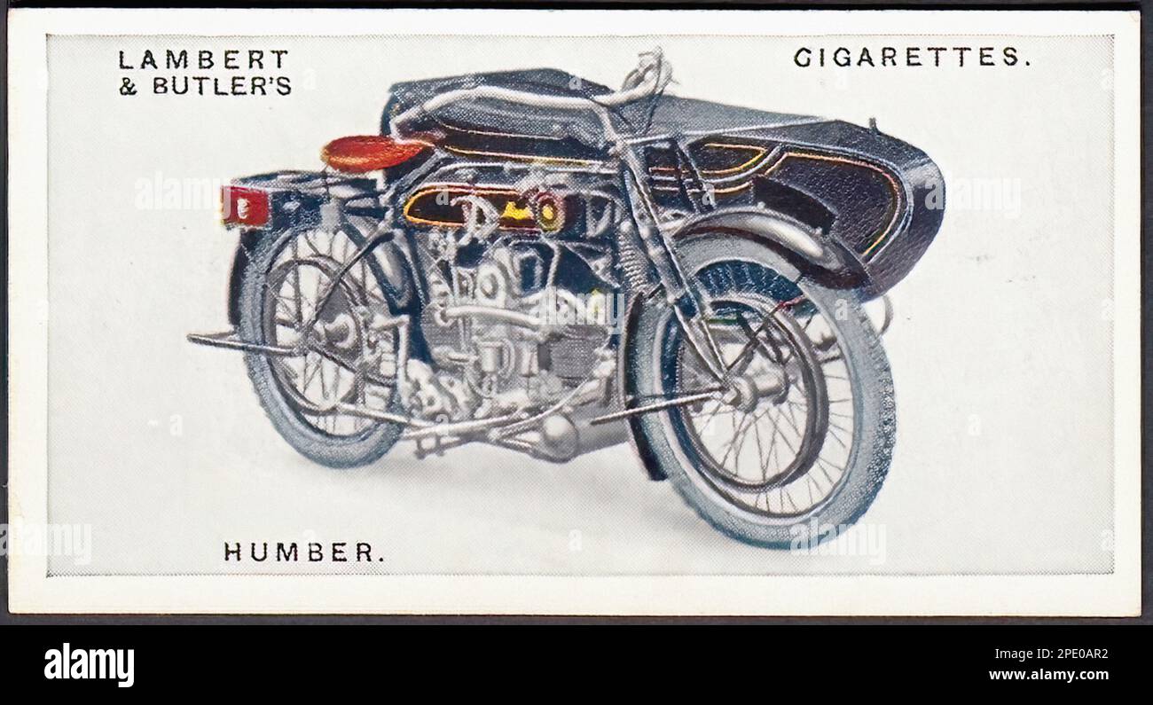 Humber Motorcycle 1923 - Vintage Cigarette Card Stock Photo - Alamy