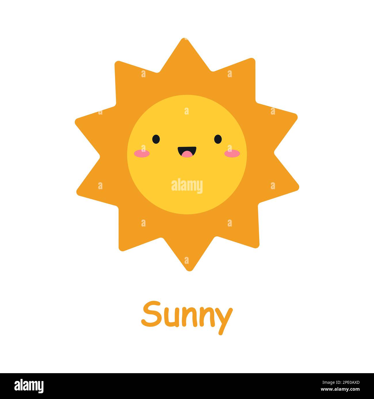 Card with weather elements. Cute cartoon sun. Childrens cards for ...