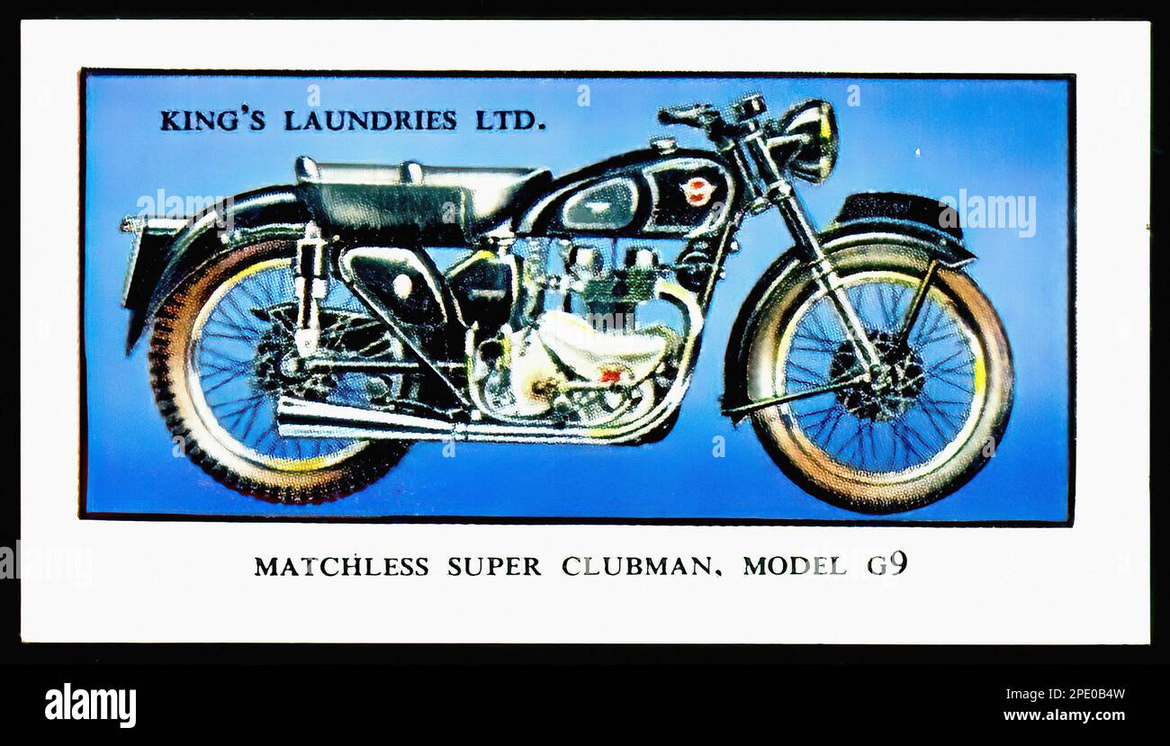 Matchless Super Clubman Motorcycle, 1953 - Vintage British Tradecard Stock Photo - Alamy