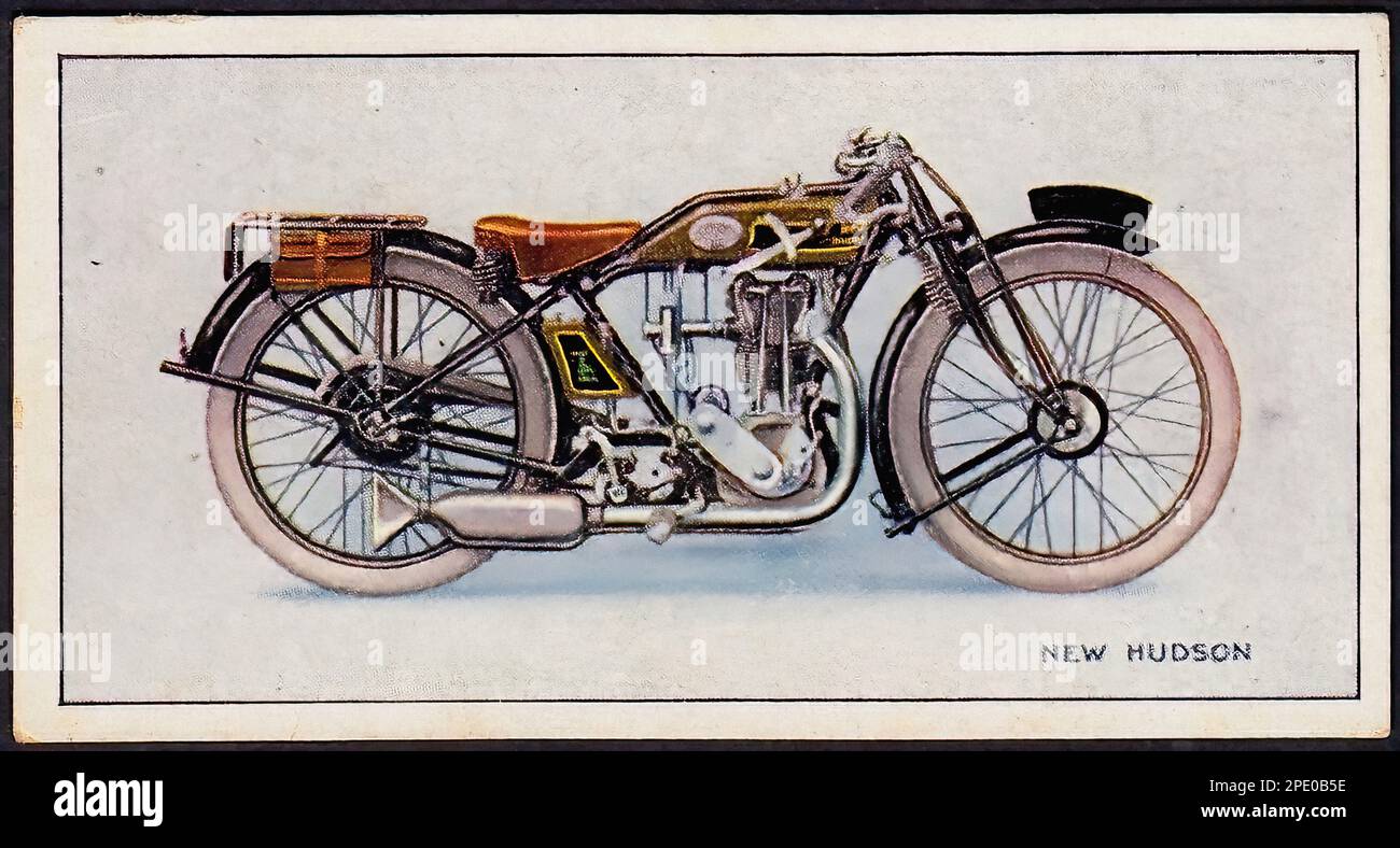 New Hudson Motorcycle 1926 - Vintage Cigarette Card Stock Photo - Alamy