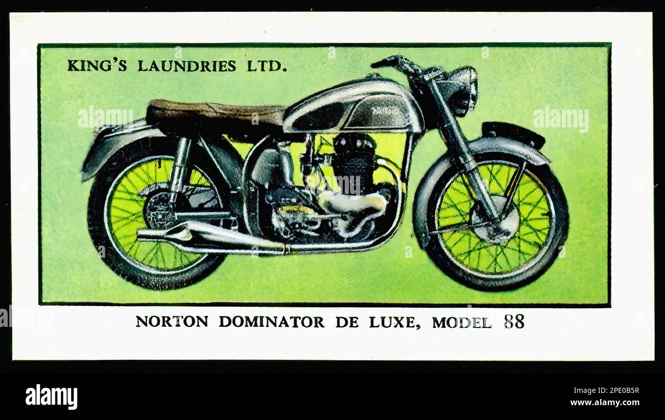 Norton Dominator Motorcycle, 1953 - Vintage British Tradecard Stock ...