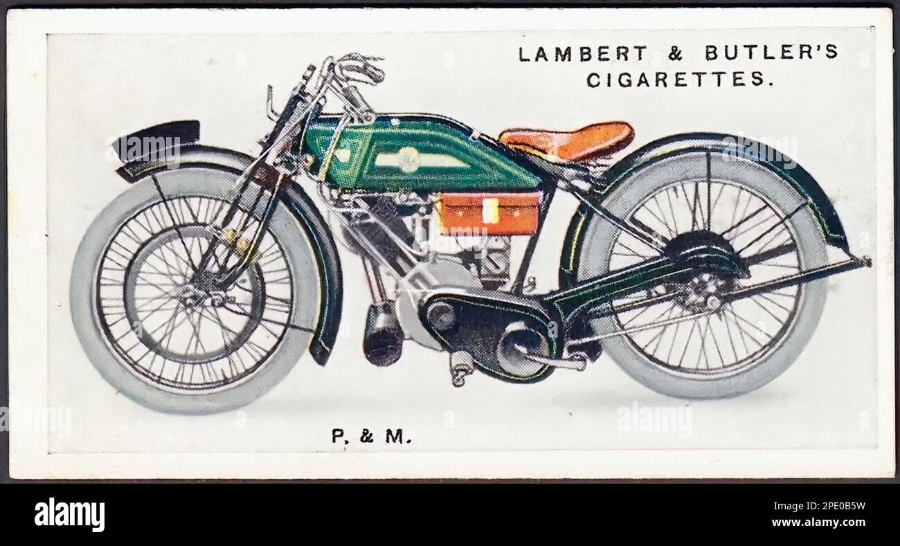 P&M Motorcycle 1923 - Vintage Cigarette Card Stock Photo - Alamy