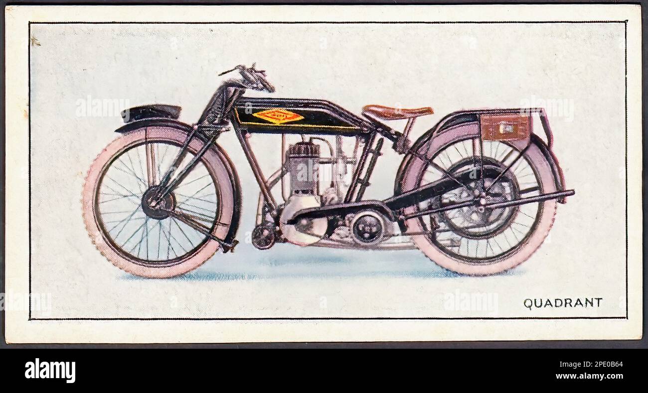 Quadrant Motorcycle 1926 - Vintage Cigarette Card Stock Photo - Alamy