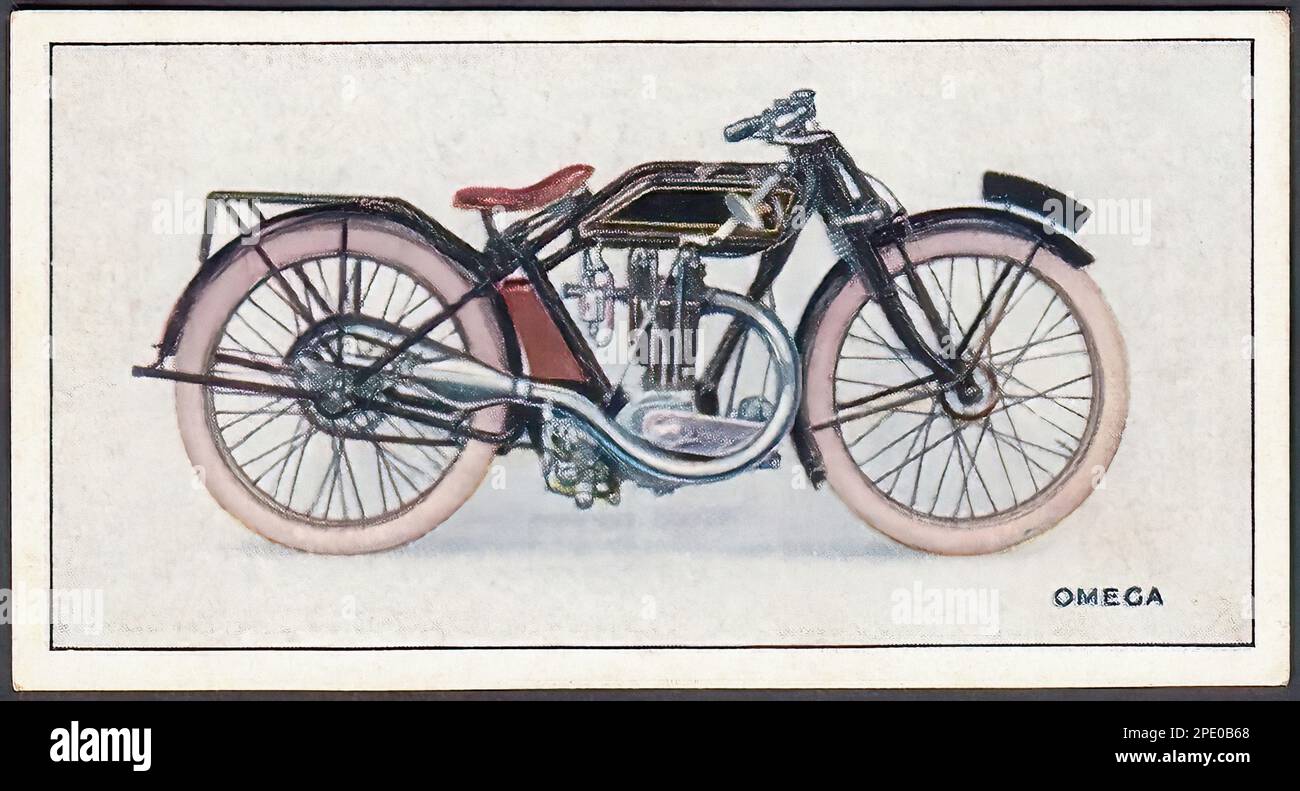 Omega Motorcycle 1926 - Vintage Cigarette Card Stock Photo - Alamy