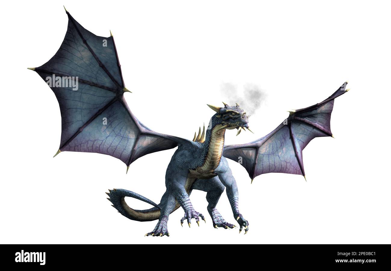 A blue dragon, a beast of myth and legend. Scaly and serpentine with ...