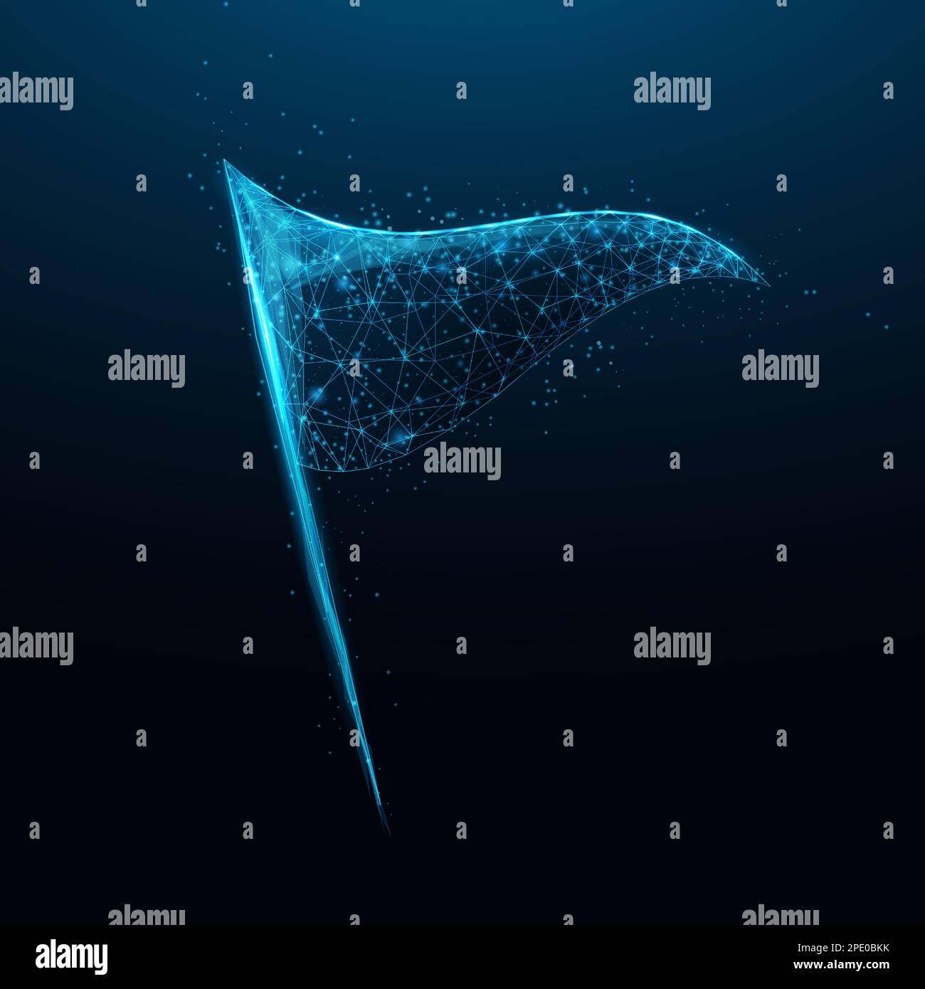 Triangular wireframe flag Waving pennant. Design for business financial ...