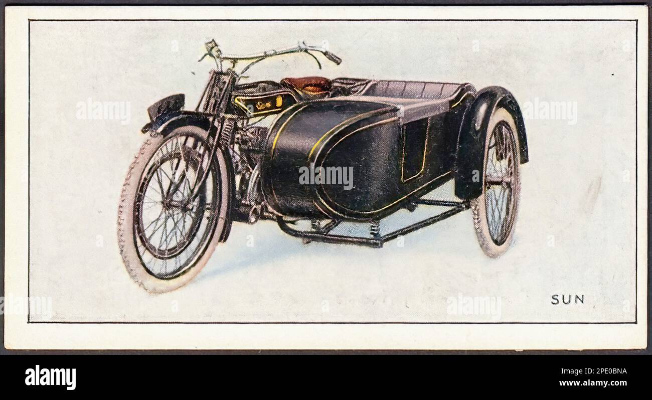 Sun Motorcycle 1926 - Vintage Cigarette Card Stock Photo - Alamy