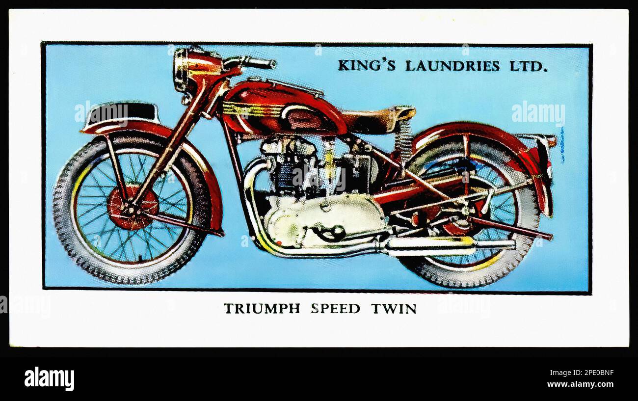 Triumph Twin Speed, 1953 - Vintage British Tradecard Stock Photo - Alamy