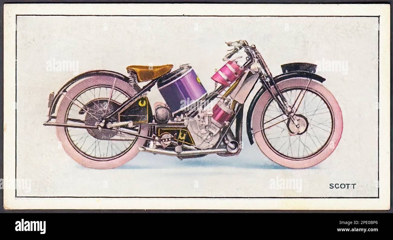 Scott Super Squirrel Motorcycle 1926 - Vintage Cigarette Card Stock ...