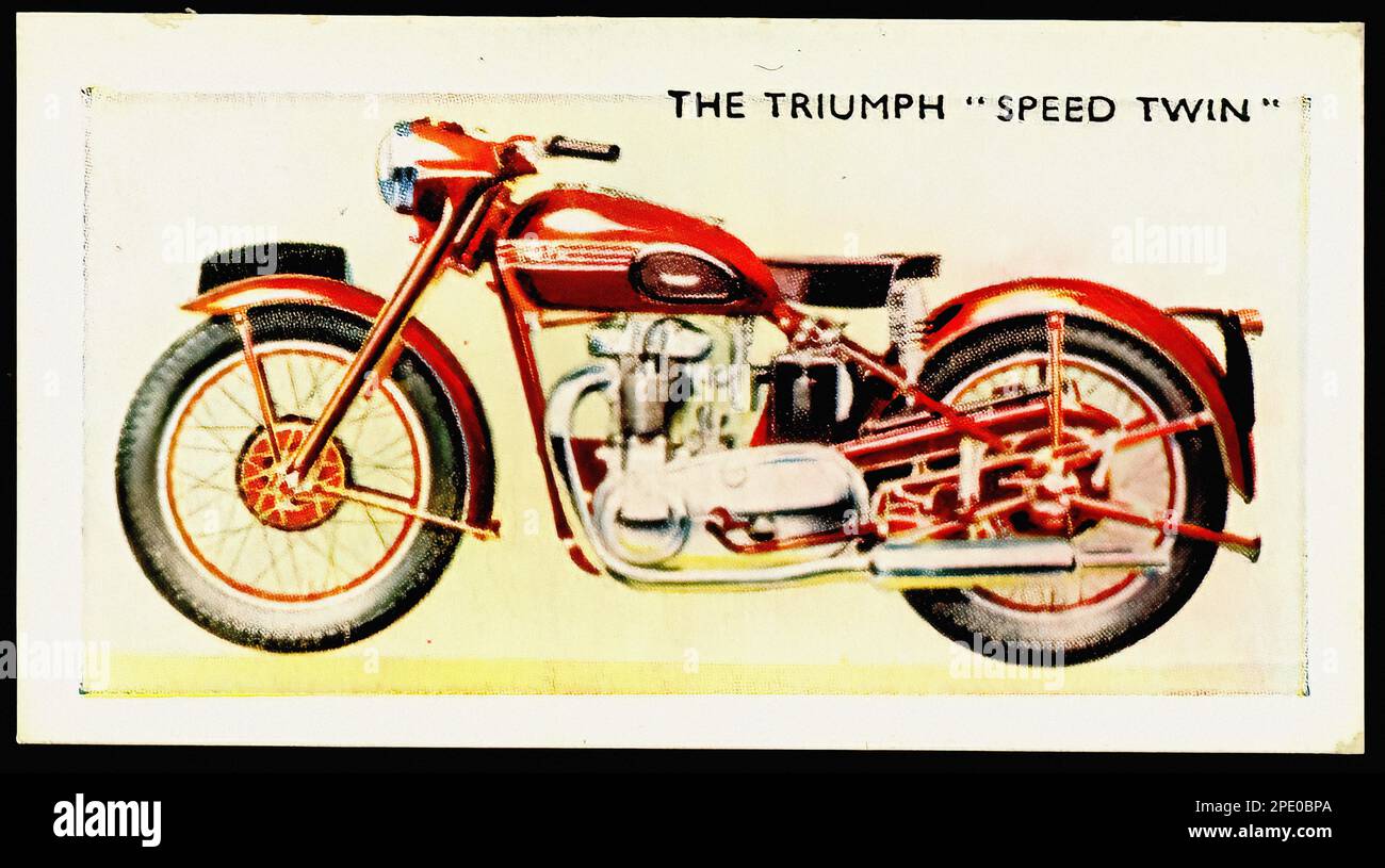 Triumph Speed Twin 500cc - Vintage Tradecard Stock Photo - Alamy