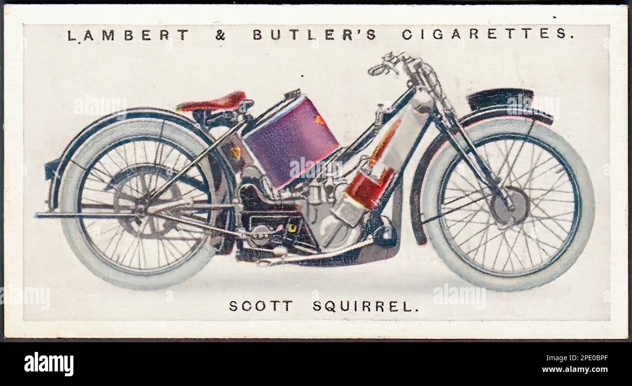 Scott Squirrel Motorcycle 1923 - Vintage Cigarette Card Stock Photo - Alamy