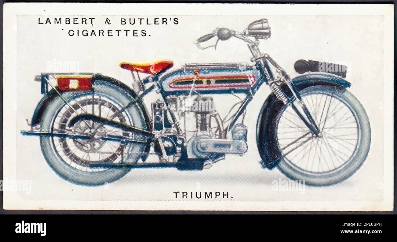 Triumph Motorcycle 1923 - Vintage Cigarette Card Stock Photo - Alamy