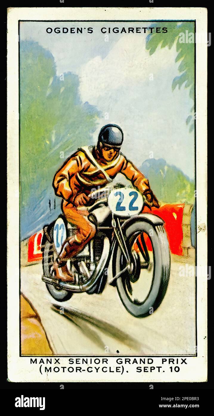 Isle of Man Motorcycle Grand Prix 1931 - Vintage Cigarette Card Stock ...