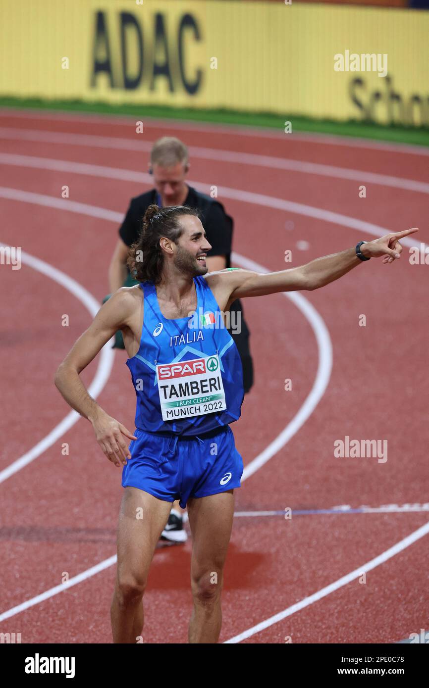 Gianmarco TAMBERI celebrating after winning the High Jump at the ...
