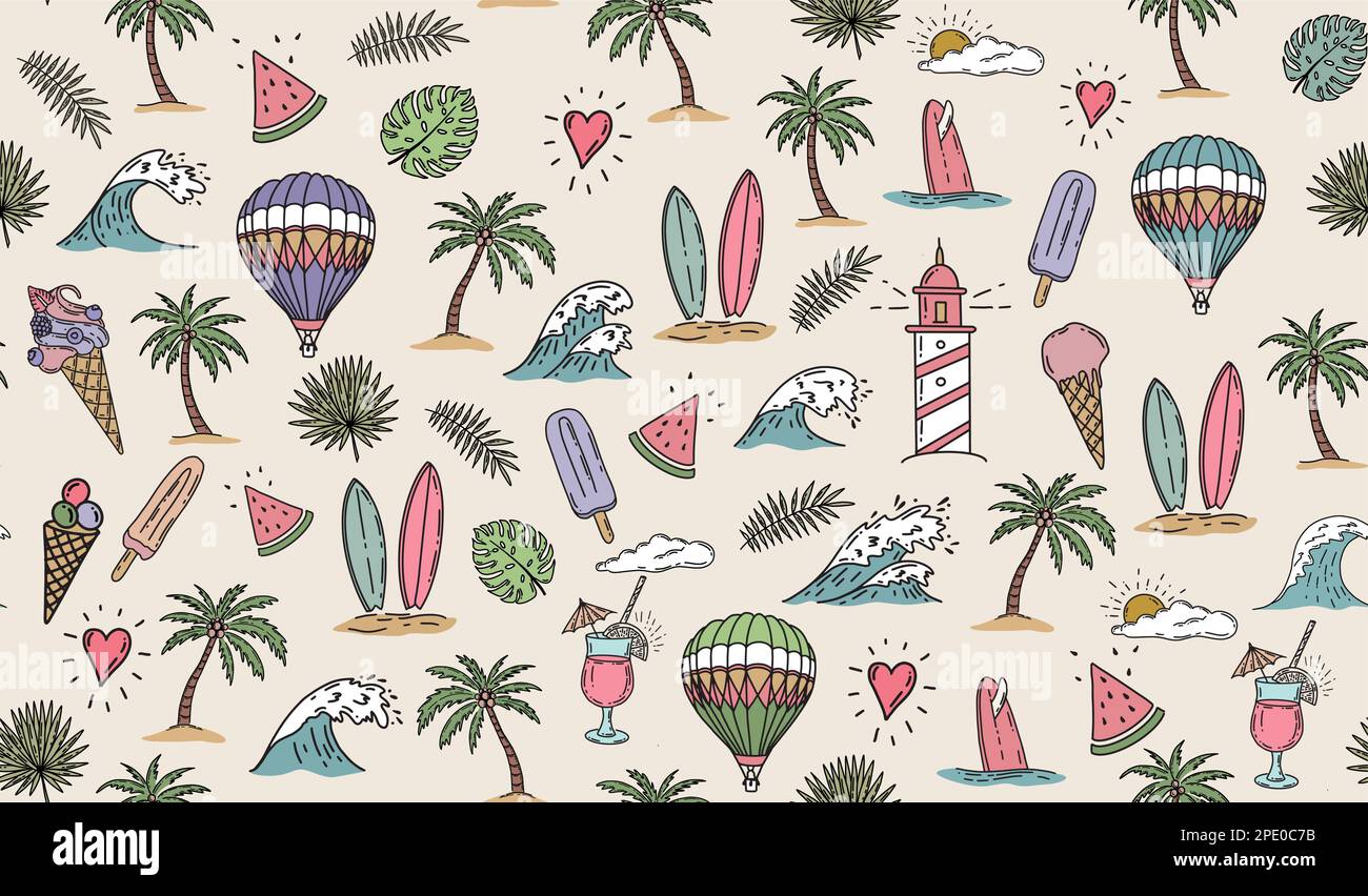 Summer icon set, hand drawn illustration Stock Vector Image & Art - Alamy