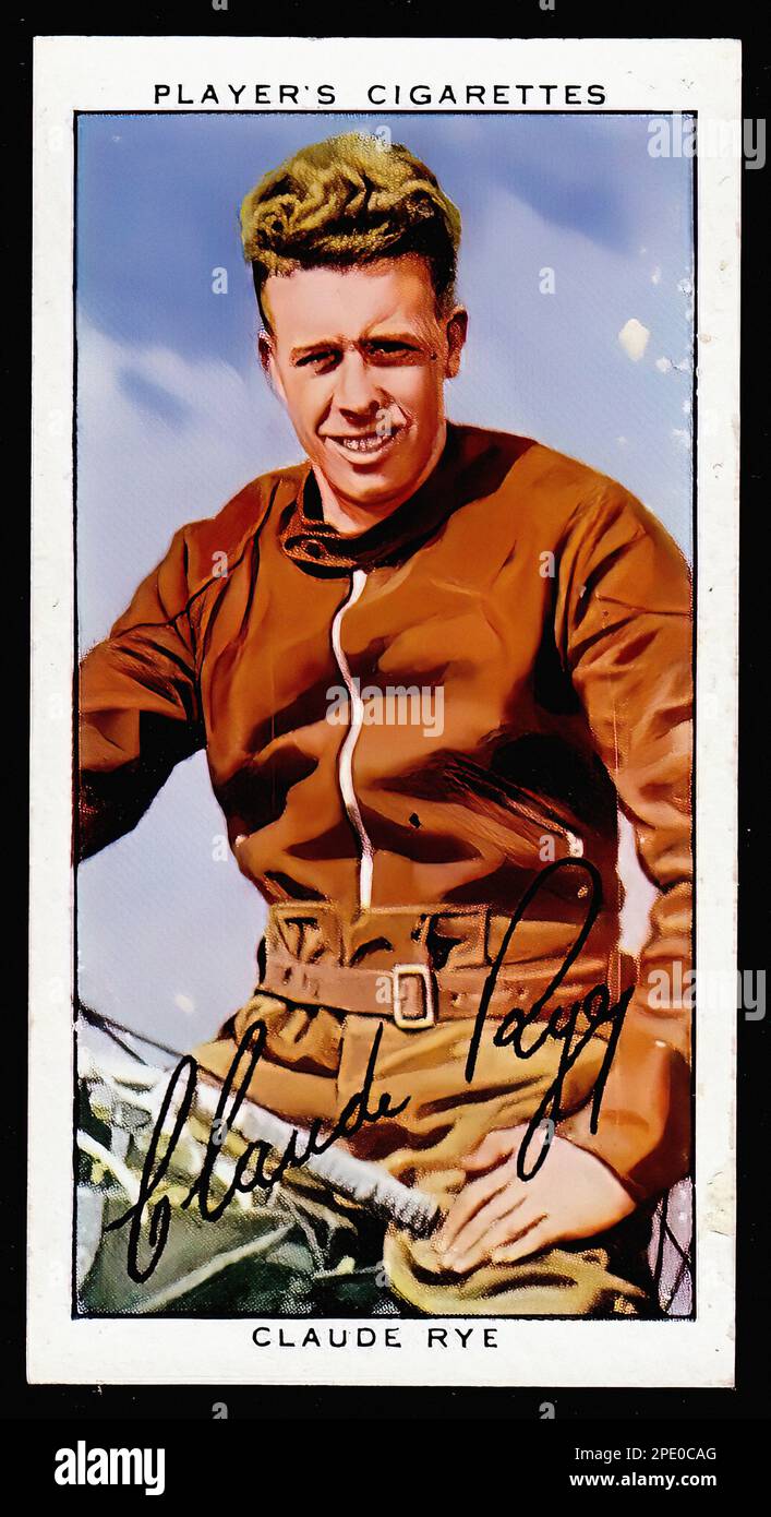 Portrait of Claude Rye - Vintage Cigarette Card Stock Photo - Alamy