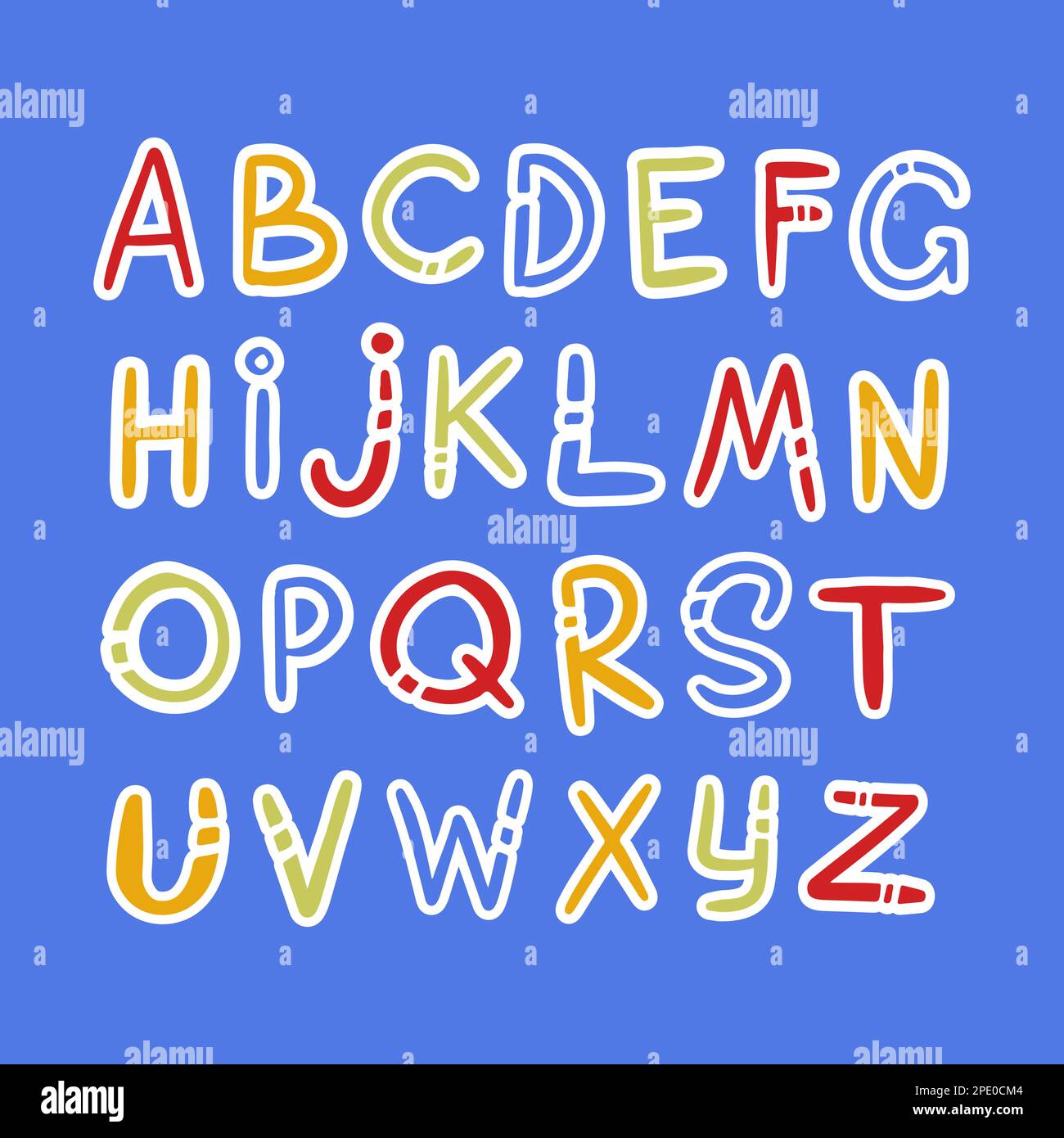ALPHABET Colorful Collection Handwriting Nautical Theme Hand Drawn ...
