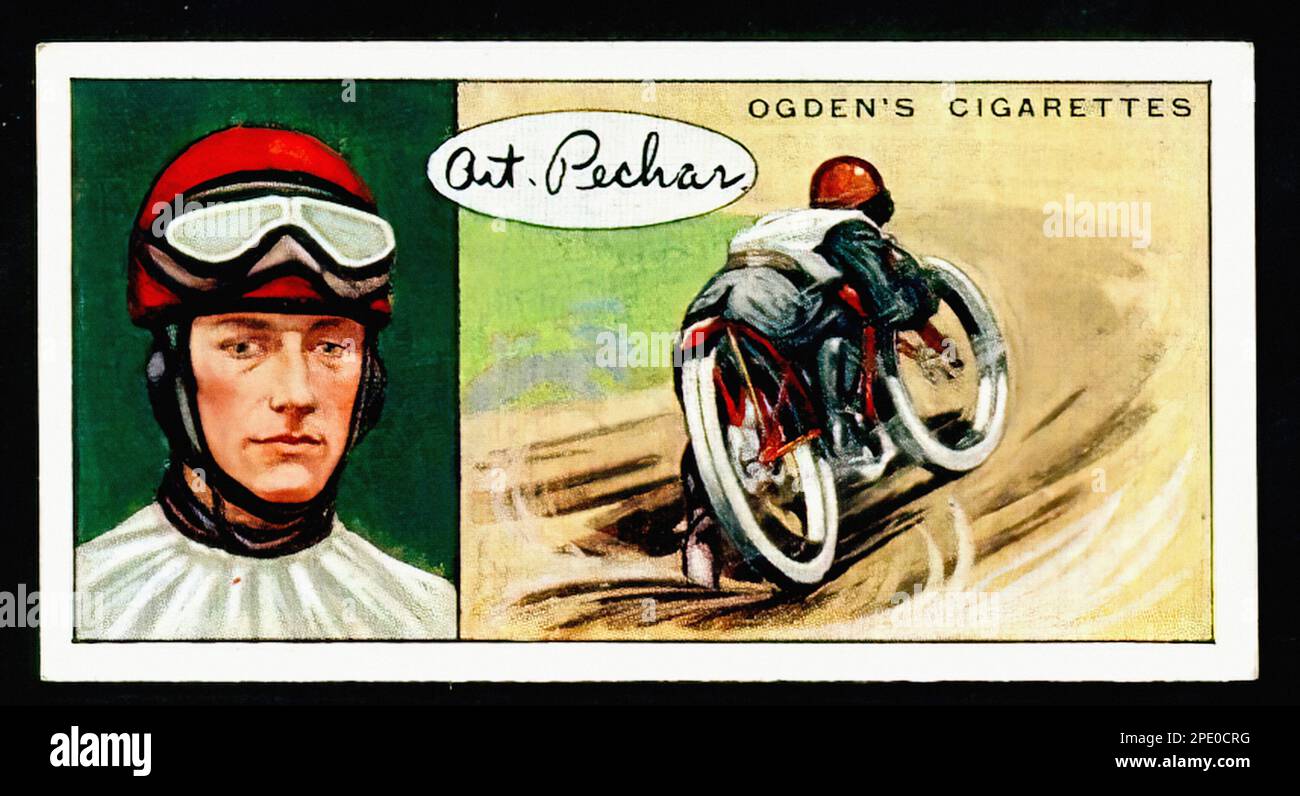 Portrait of Speedway Rider 1929 Art Pechar - Vintage Cigarette Card ...