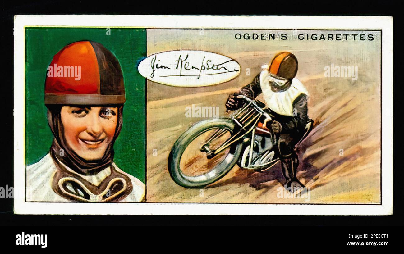 Portrait of Speedway Rider 1929 Jim Kempster - Vintage Cigarette Card ...
