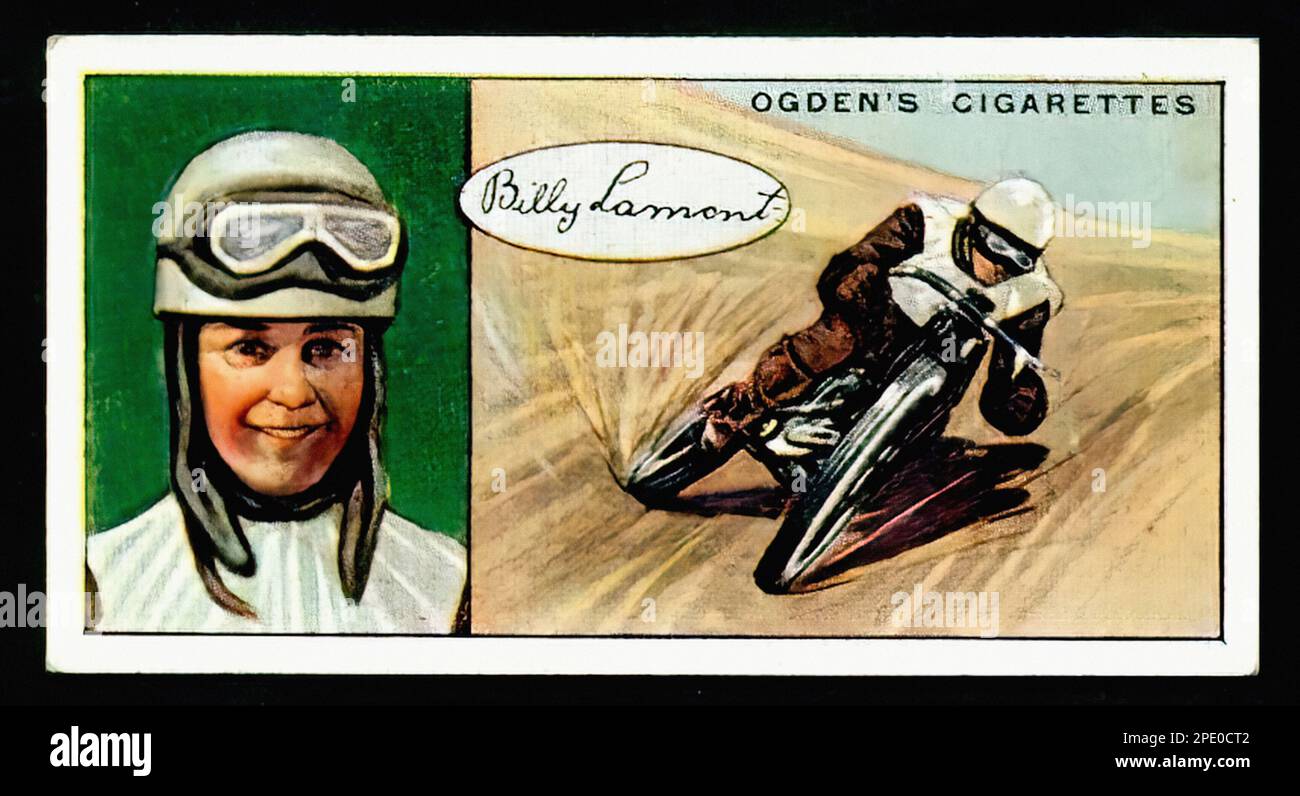 Portrait of Speedway Rider 1929 Billy Lamont - Vintage Cigarette Card ...