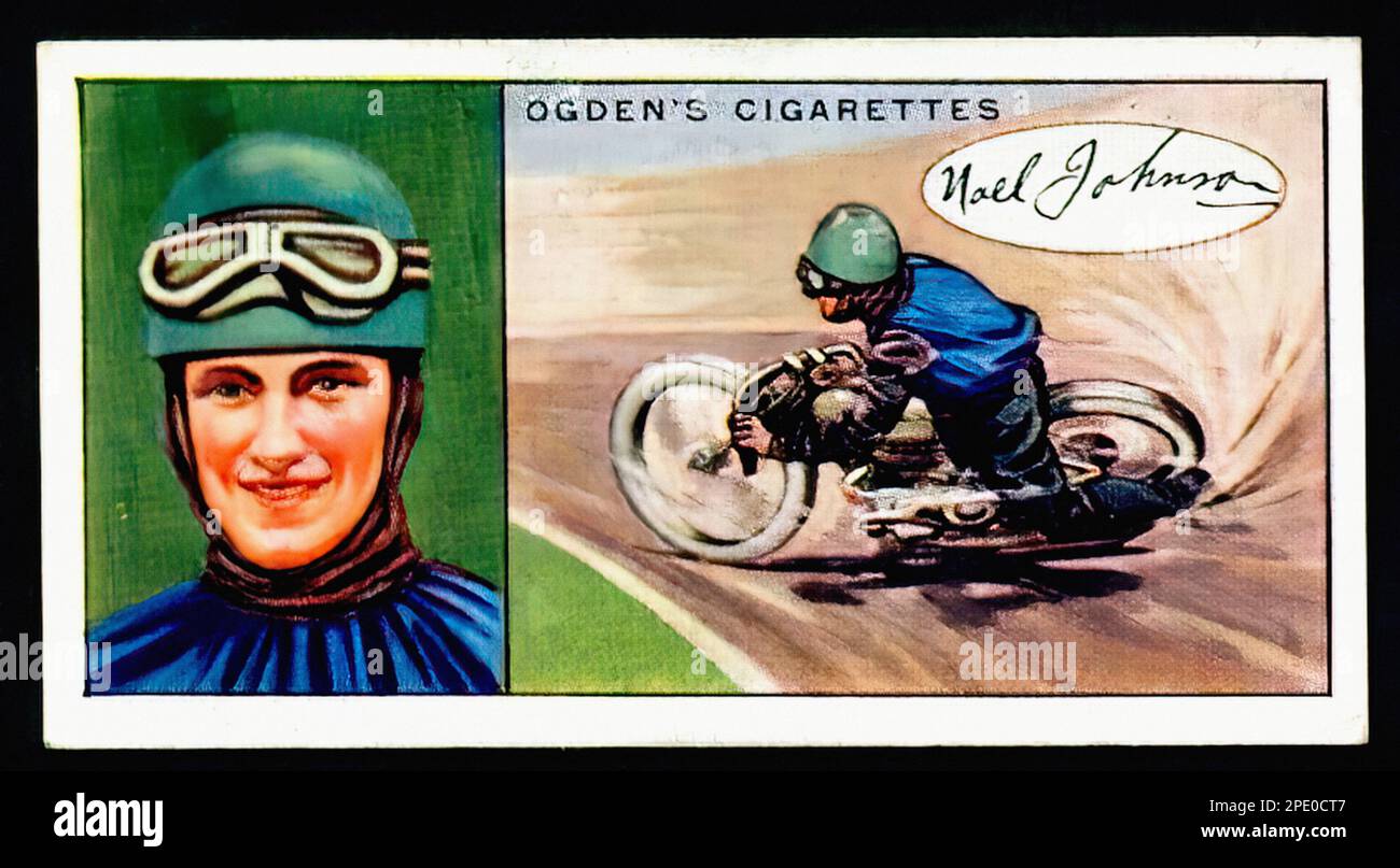 Portrait of Speedway Rider 1929 Noel Johnson - Vintage Cigarette Card ...